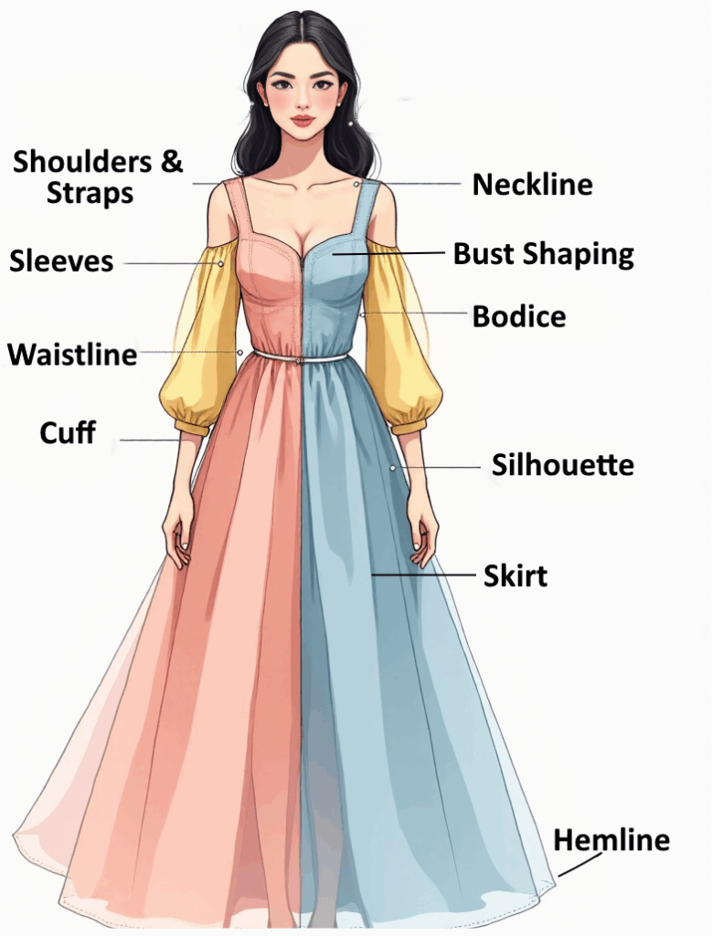 FAQ Parts Of A Dress. | Ella’s Alterations